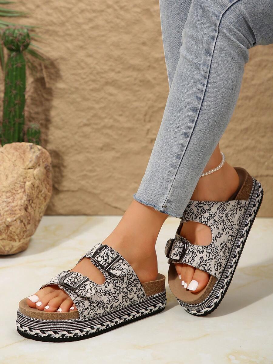 2024 New Spring Summer Women's Thick Platform Double Strap Slides ...