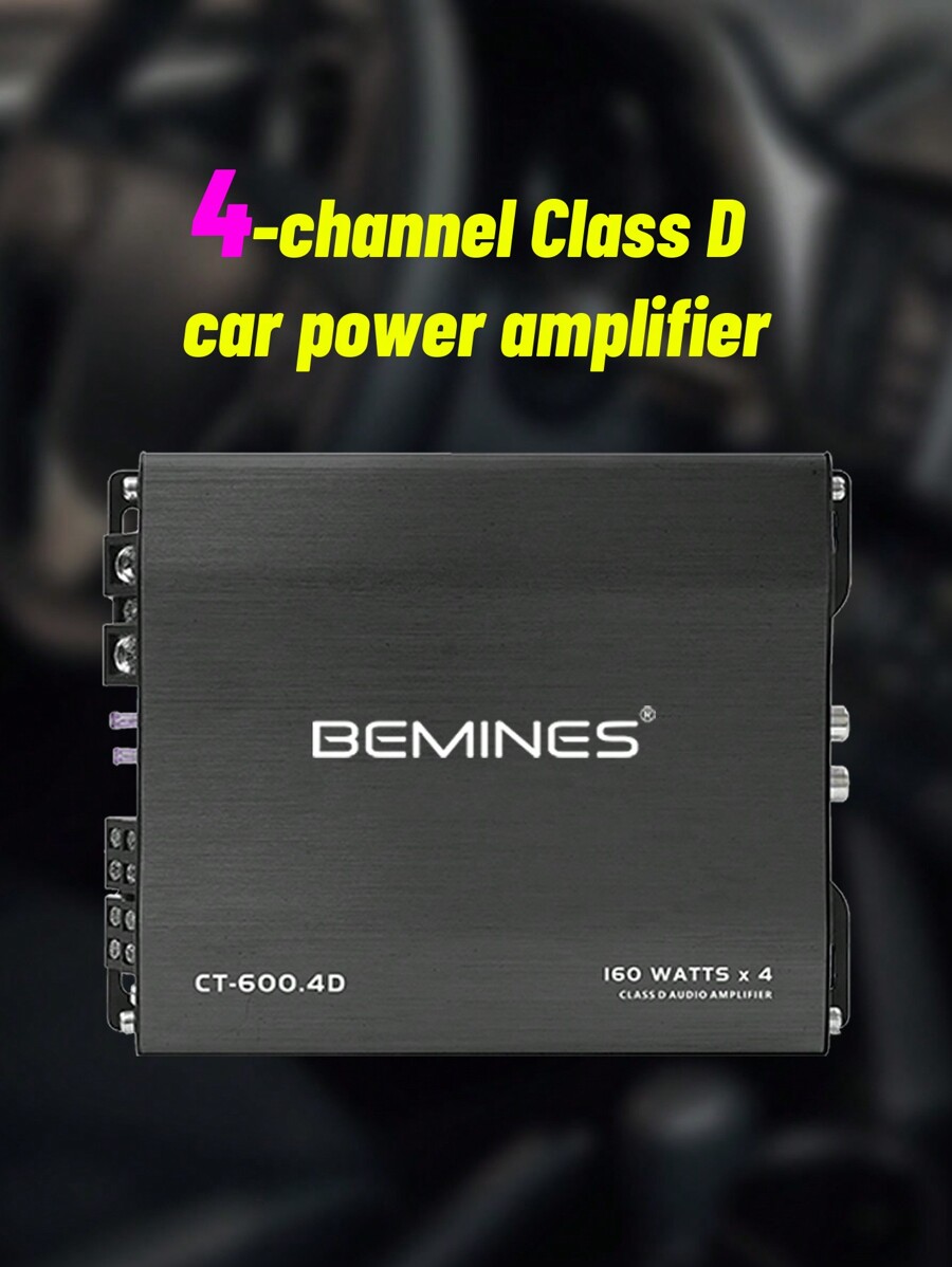 1pc Bemines CT-600.4D Black Stereo Amplifier, With Heat Dissipation & Full Aluminum Alloy Body ...