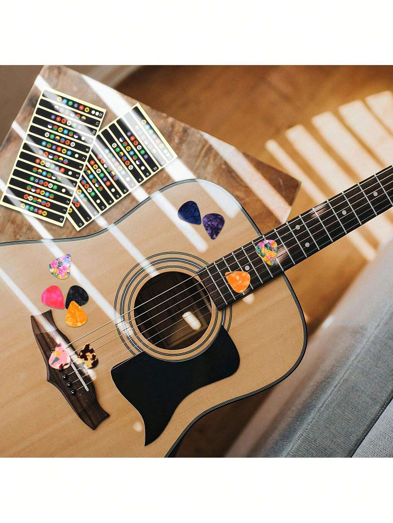 1 Pc/2 Pcs Guitar Fretboard Stickers, Guitar Note Stickers, Learn ...