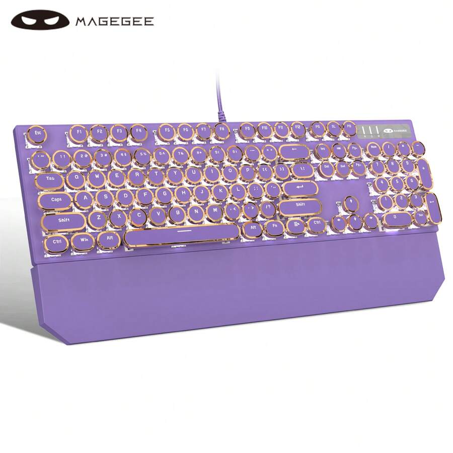 MageGee Purple Typewriter Mechanical Gaming Keyboard, 104Keys Wired ...