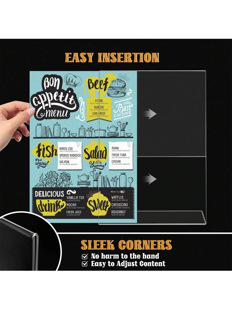 A4 Acrylic Sign Holder,L-Shape Vertical Slant Back A4 Perspex Display ...