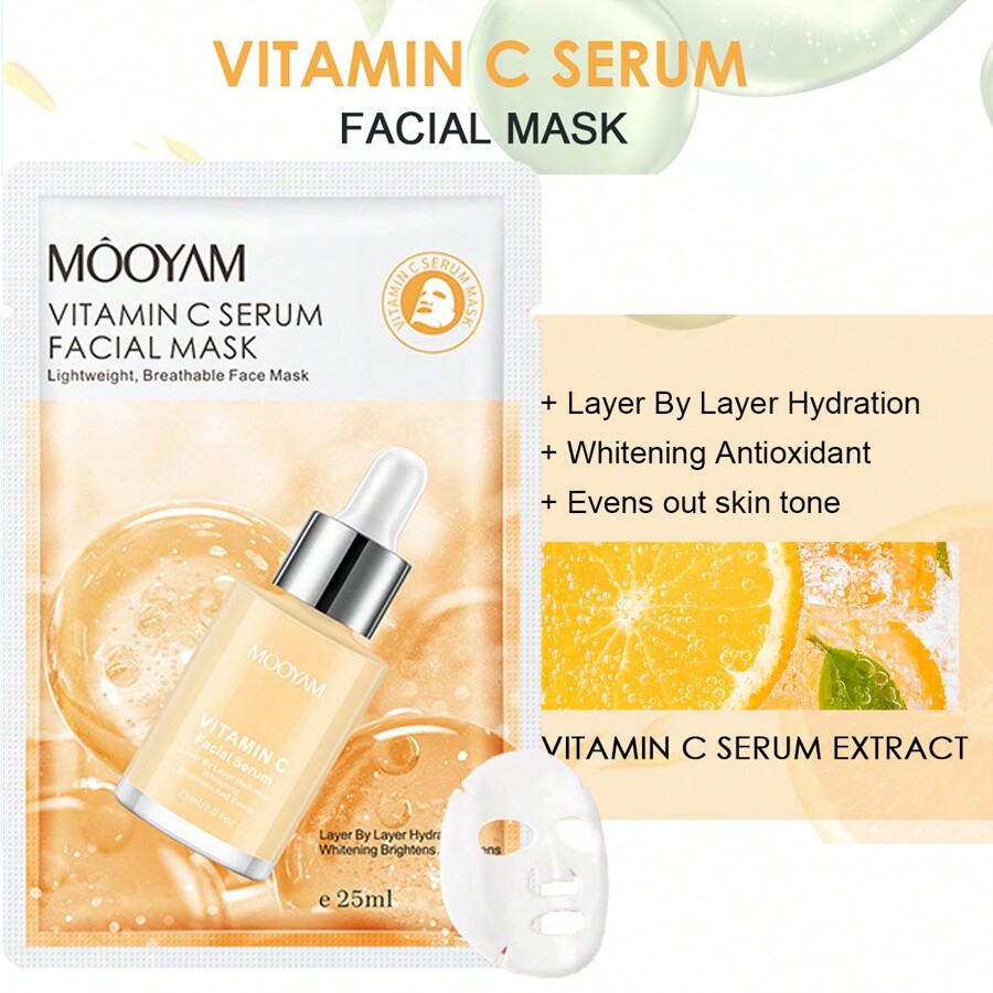 MOOYAM MOOYAM 1PC Vitamin C Serum Face Mask, Lucky Cute Animal Series ...