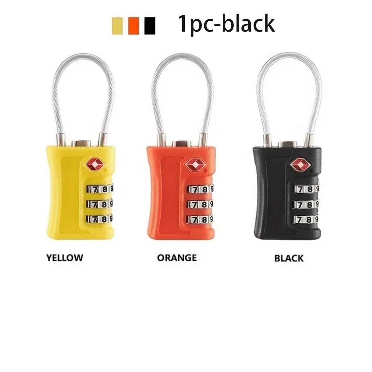 1 pieza Candado de equipaje negro aprobado por Tsa, cerradura de combinación de 3 dígitos ...