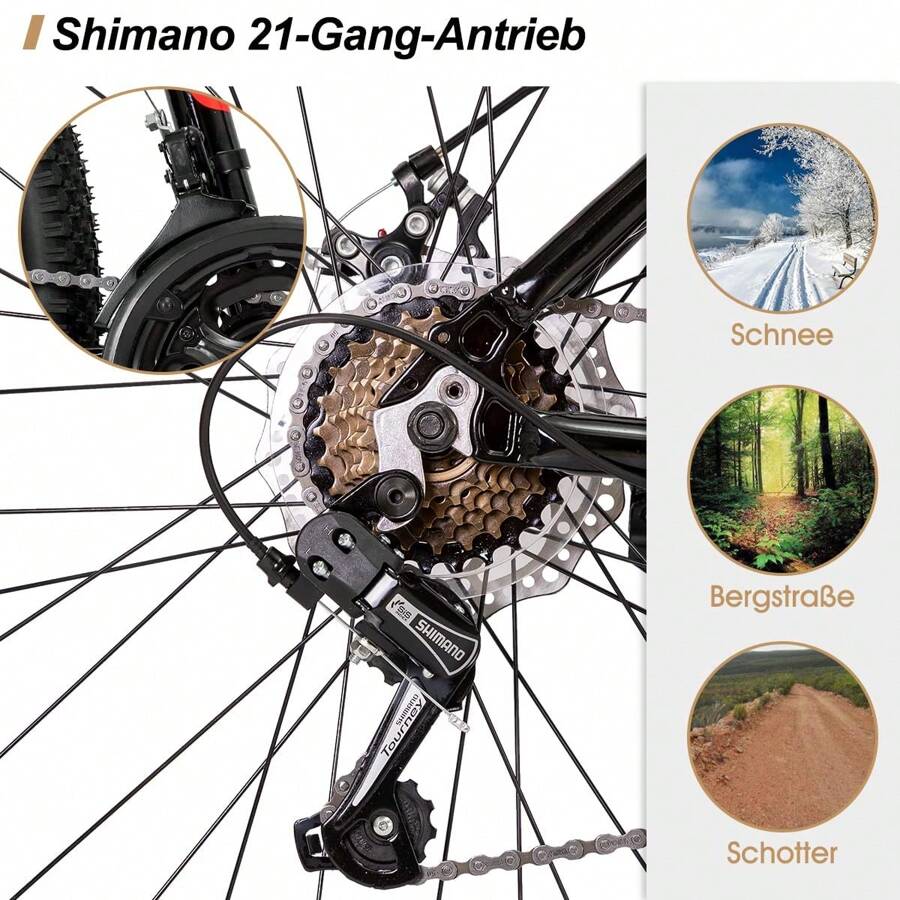 Hiland H200 26/27.5 Inch Mountain Bike, MTB With Shimano 21-Speed, Disc Brakes, Front Suspension ...