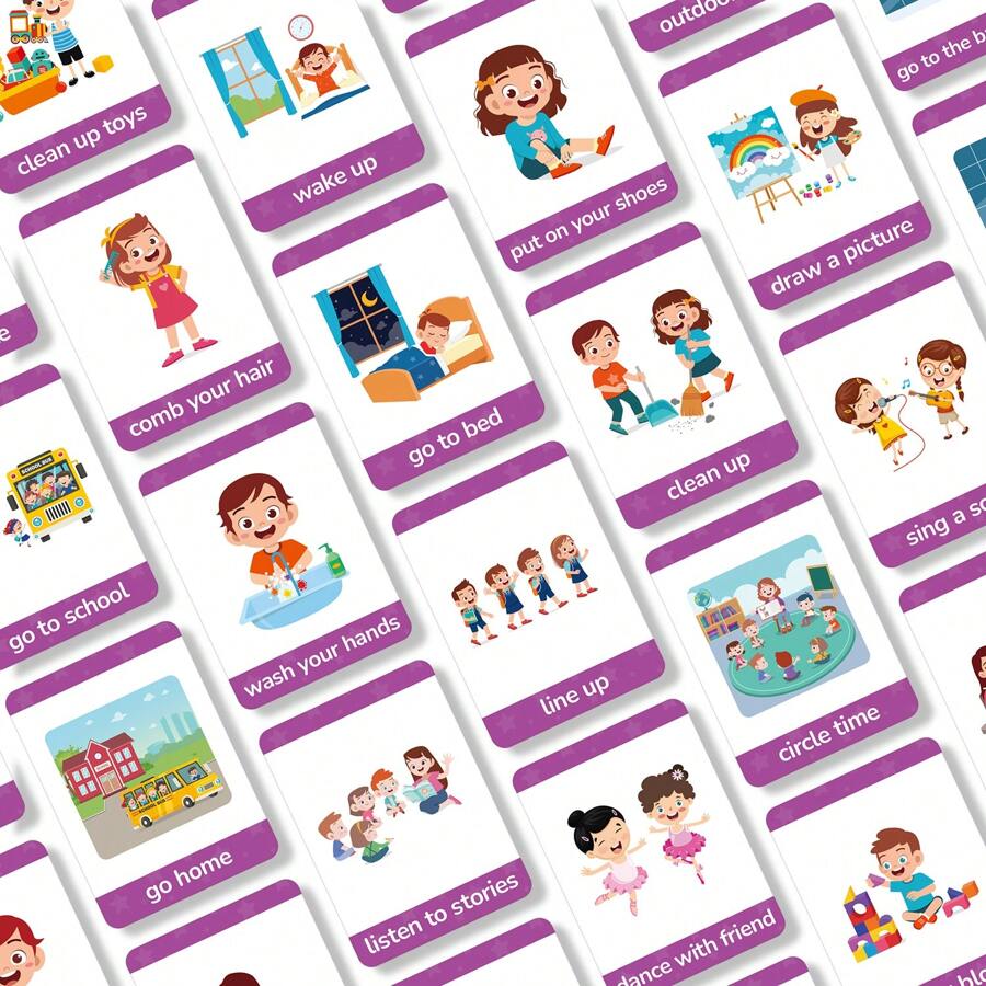 15 piezas de tarjetas de comunicación de rutina diaria para niños ...