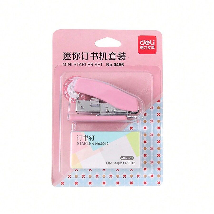 Deli 1 Set 0456 Stapler Set (Green/Pink/White) Cute Cartoon Stapler ...