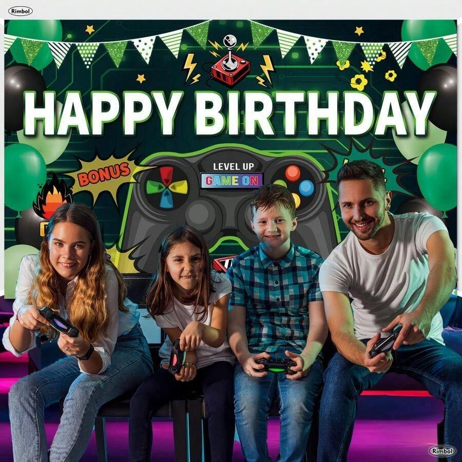 1pc Video Games Happy Birthday Background Game Birthday Party ...