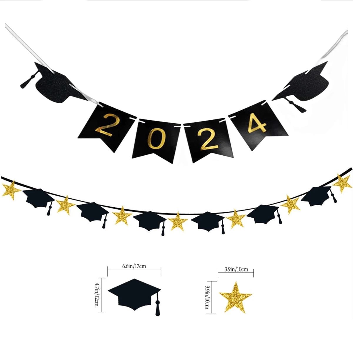 2 Pcs/Set Graduation Cap Garland Banner, Graduation Banner Class Of ...