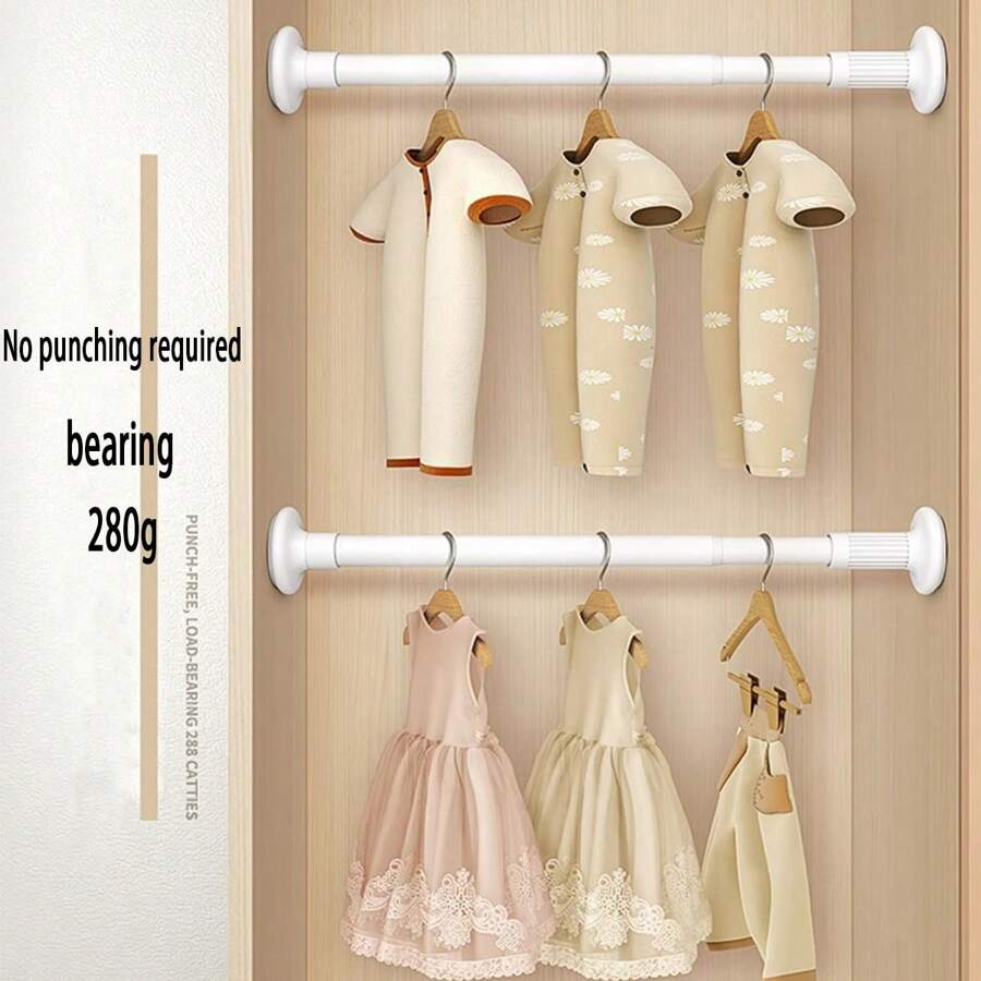 1pc Non-Drilling Telescopic Clothes Drying Pole, Balcony Clothes Hanger ...