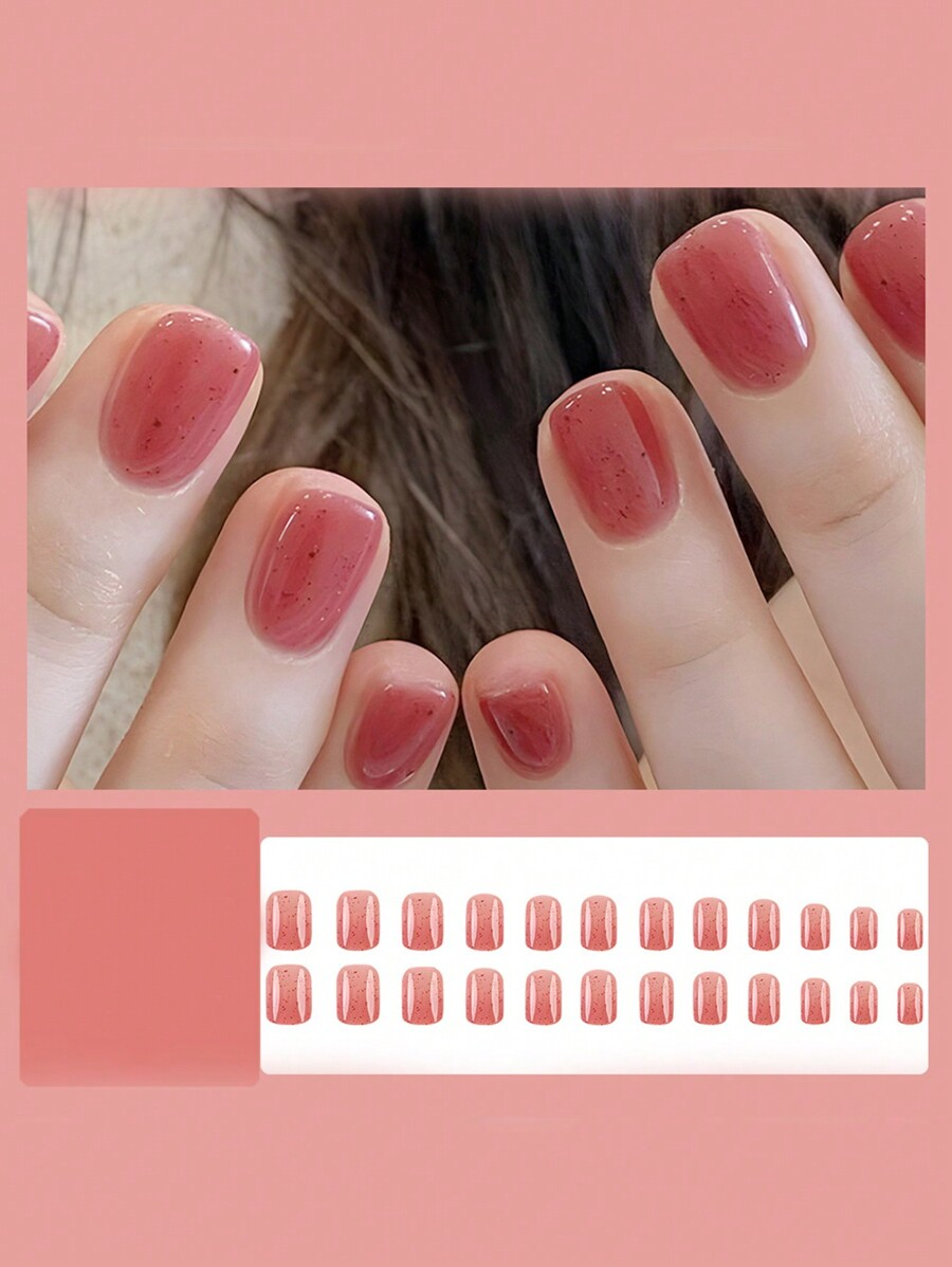 24 pezzi Unghie Finte (forma Gentile a cuore) con design di confettura ...