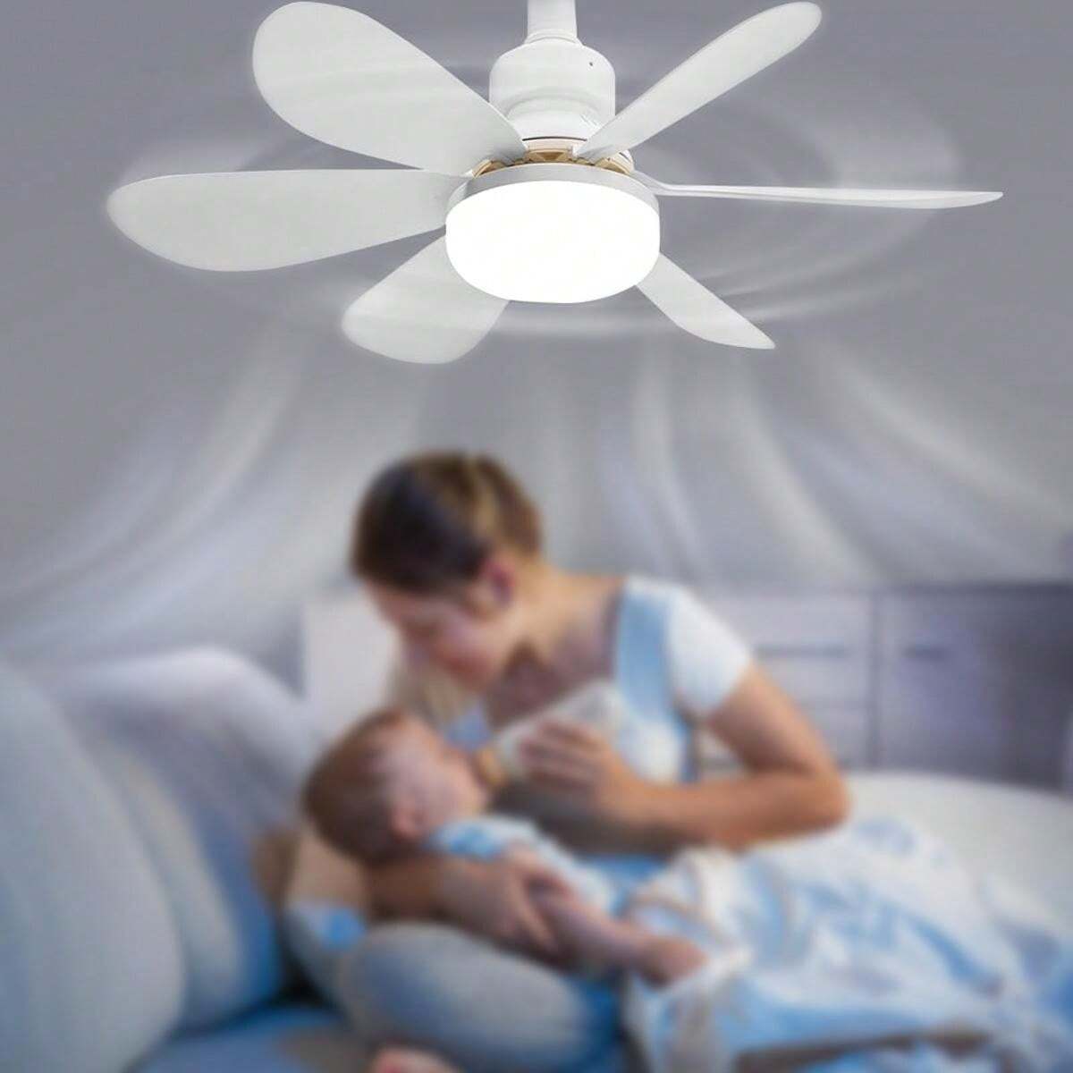 1 Socket Fan Light, Spiral Ceiling Fan With Light And Remote Control ...