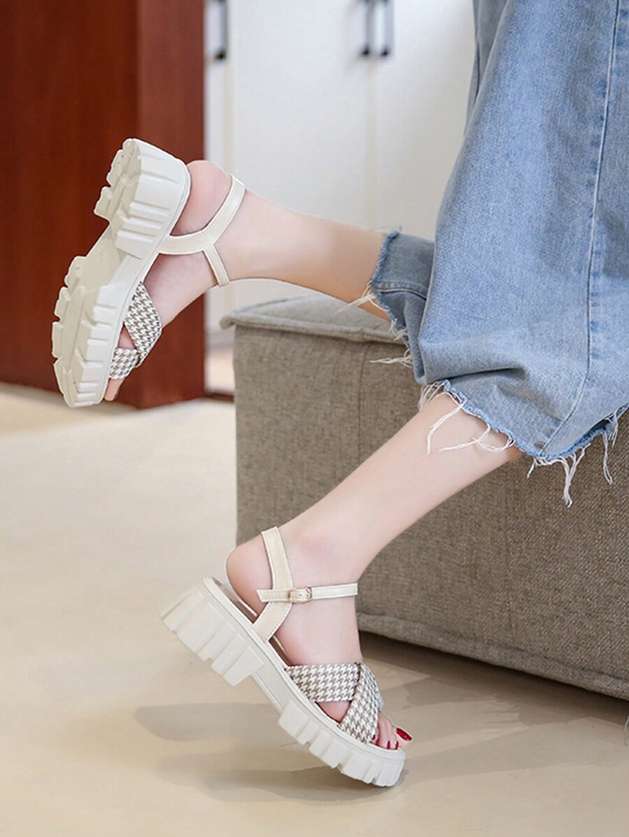 Women's Thick-Soled Sandals, 2024 Summer New Chunky Heel Roman Style ...