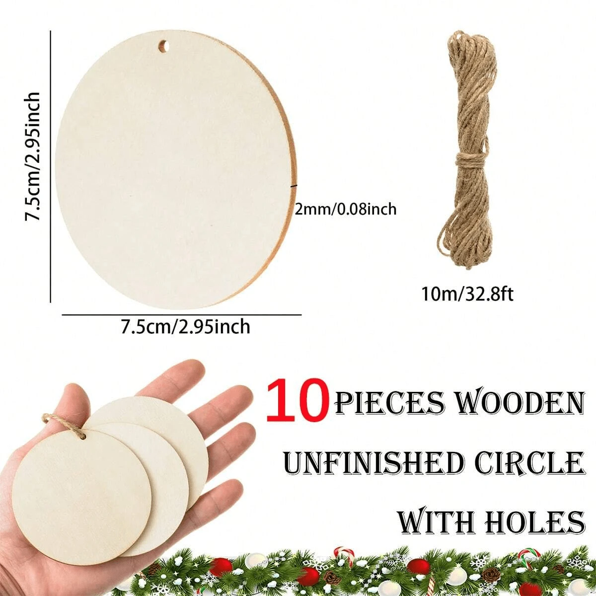 10pcs 3 Inch Round Wood Discs For Crafts Wooden Cutout Tiles Wood ...