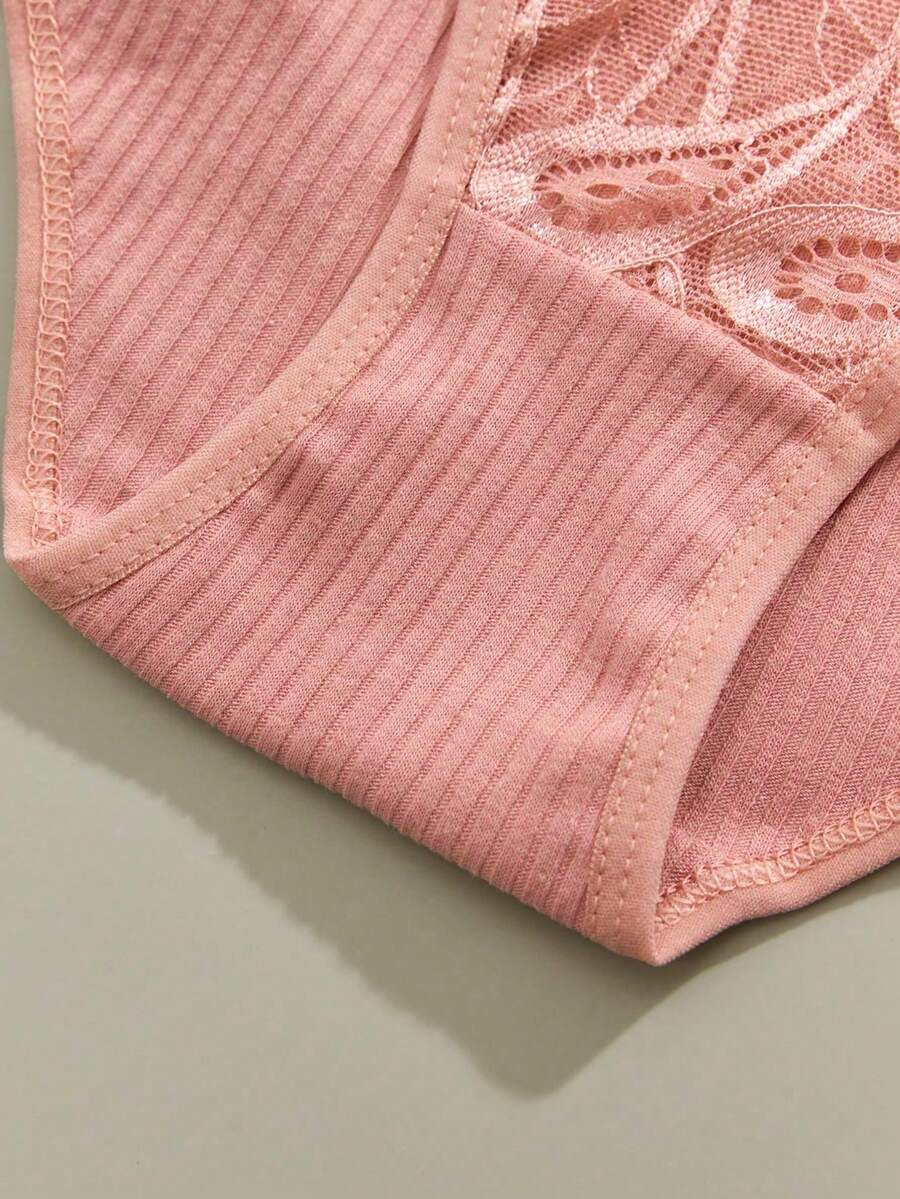 3pcs/Set Women's Fashionable Lace Patchwork Panties, Feather & Lace ...