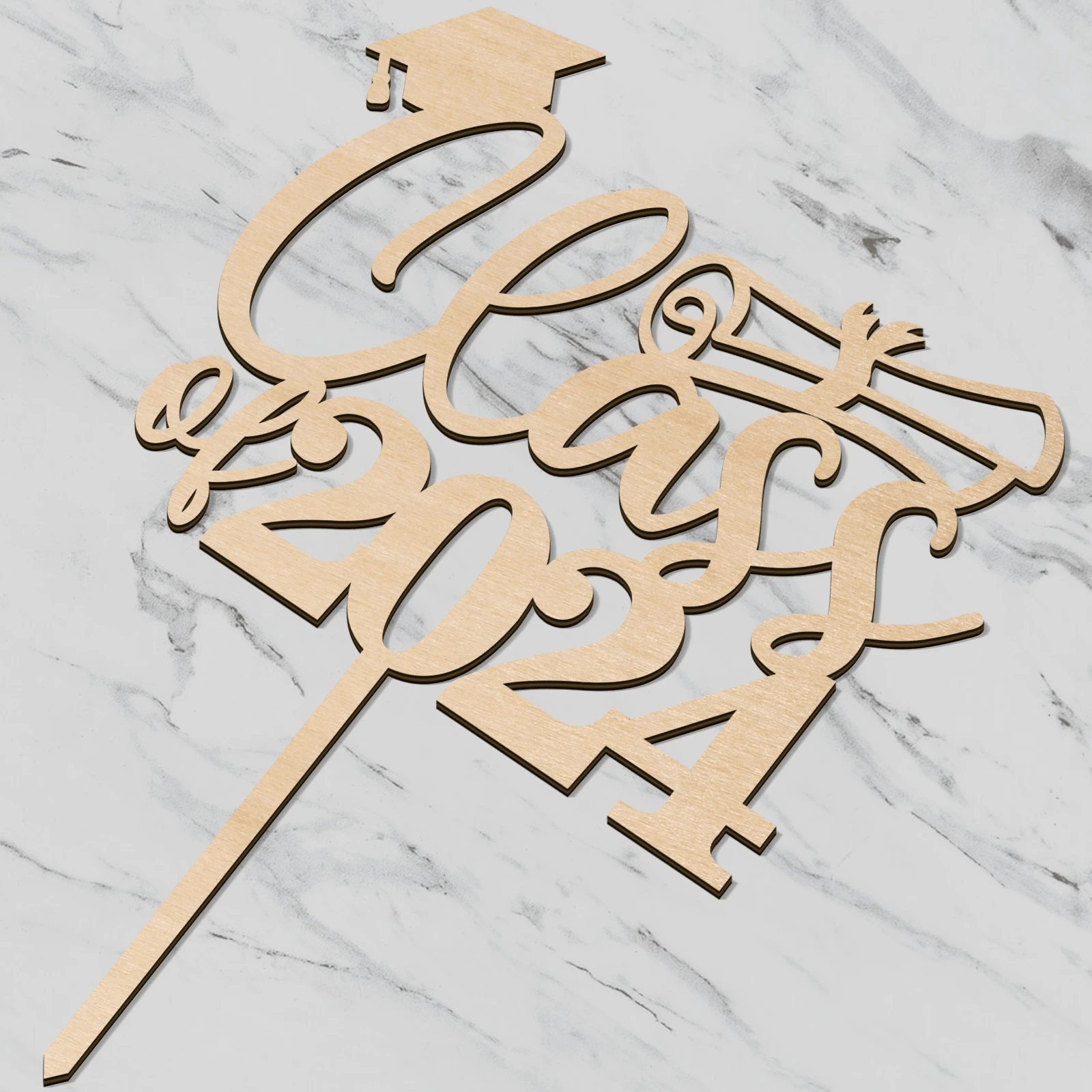Class Of 2024 Graduation Cake Topper In Wood Congrats Grad Cake Topper ...