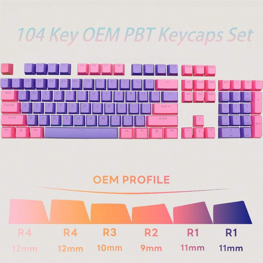 PBT Keycaps Set 104 Keys, Pbt Keyboard Cap Replacement Keycap Keyboard ...
