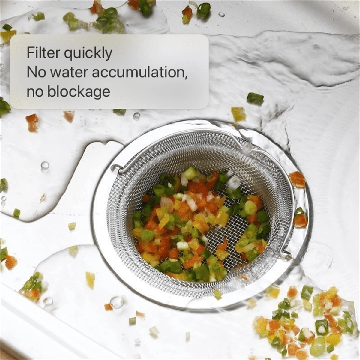 Kitchen Sink Strainer Stainless Steel Drain Basket Vegetable Basin ...