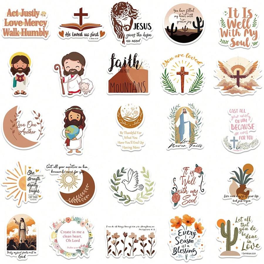 50PCS Christian Stickers Bible Verse Stickers Faith Stickers Bible ...