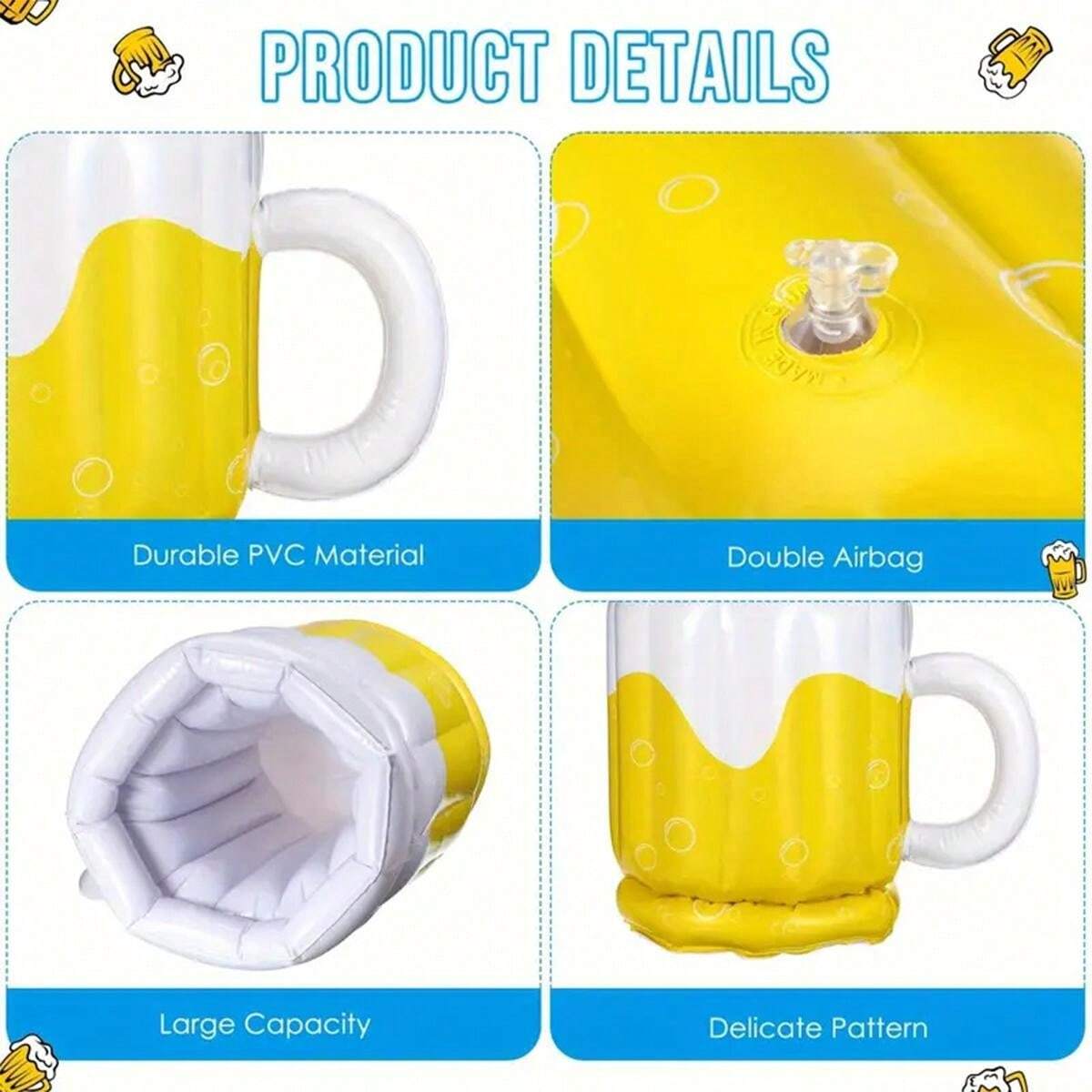 1pc Inflatable Beer Cup Ice Bucket - Durable Plastic Beverage Cooler ...
