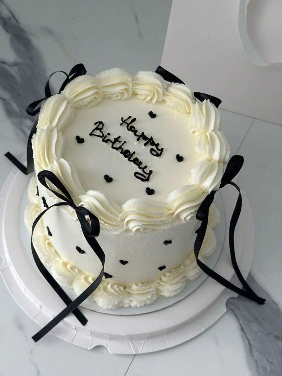 20pcs Ribbon Bow Cake Decorations, Black Silk Cake Skirt, Graduation ...