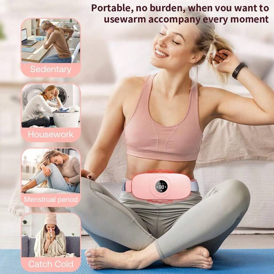 Women USB Rechargeable Vibration Heating Waist Massager Therapeutic ...