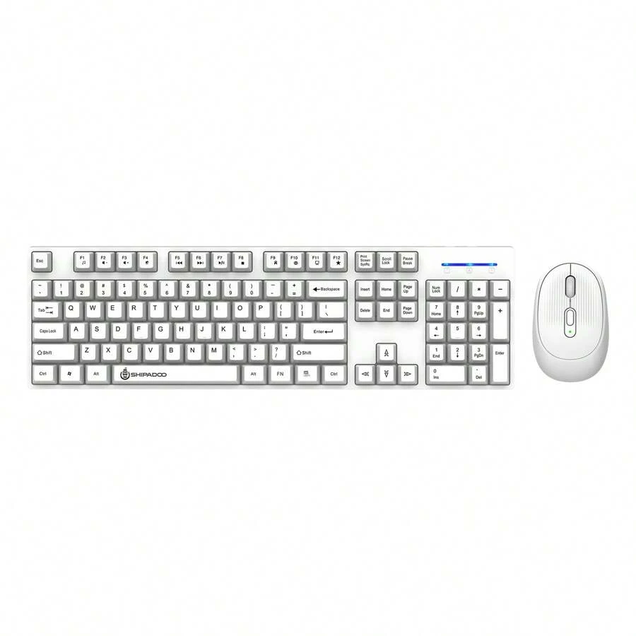 Shi Ba Du W1060 Conjunto de Teclado e Mouse Sem Fio 2.4G Ponderado Internamente Tricolor Fashion ...