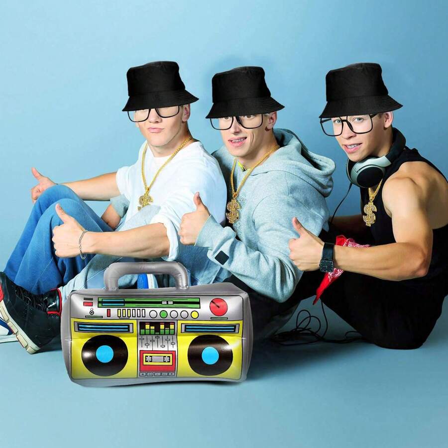 4Pcs Hip Hop Costume Kit 80s/90s Rapper Accessories-Bucket Hat ...