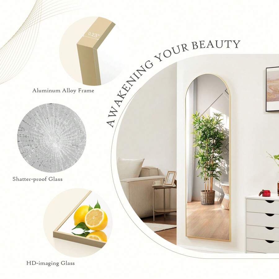 YONGSTYLE Arched Full Length Mirror Full Body Mirror Floor Mirror For ...