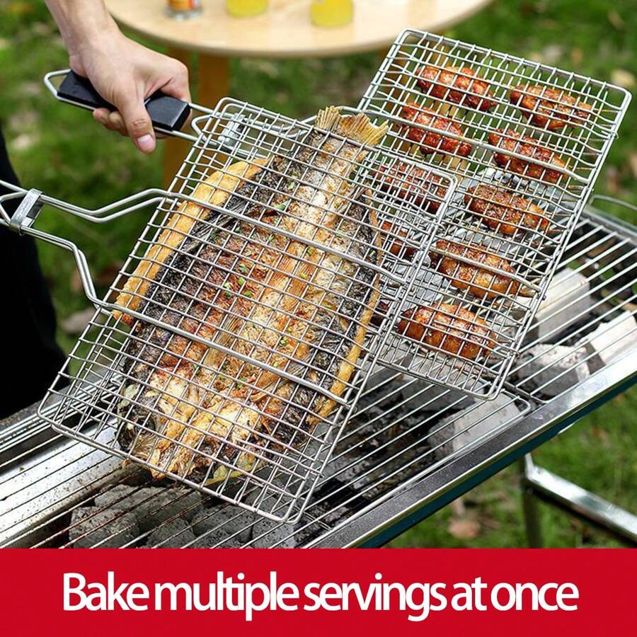 304 Stainless Steel BBQ Fish Clip, Outdoor Grill Fish Clamp Grid ...