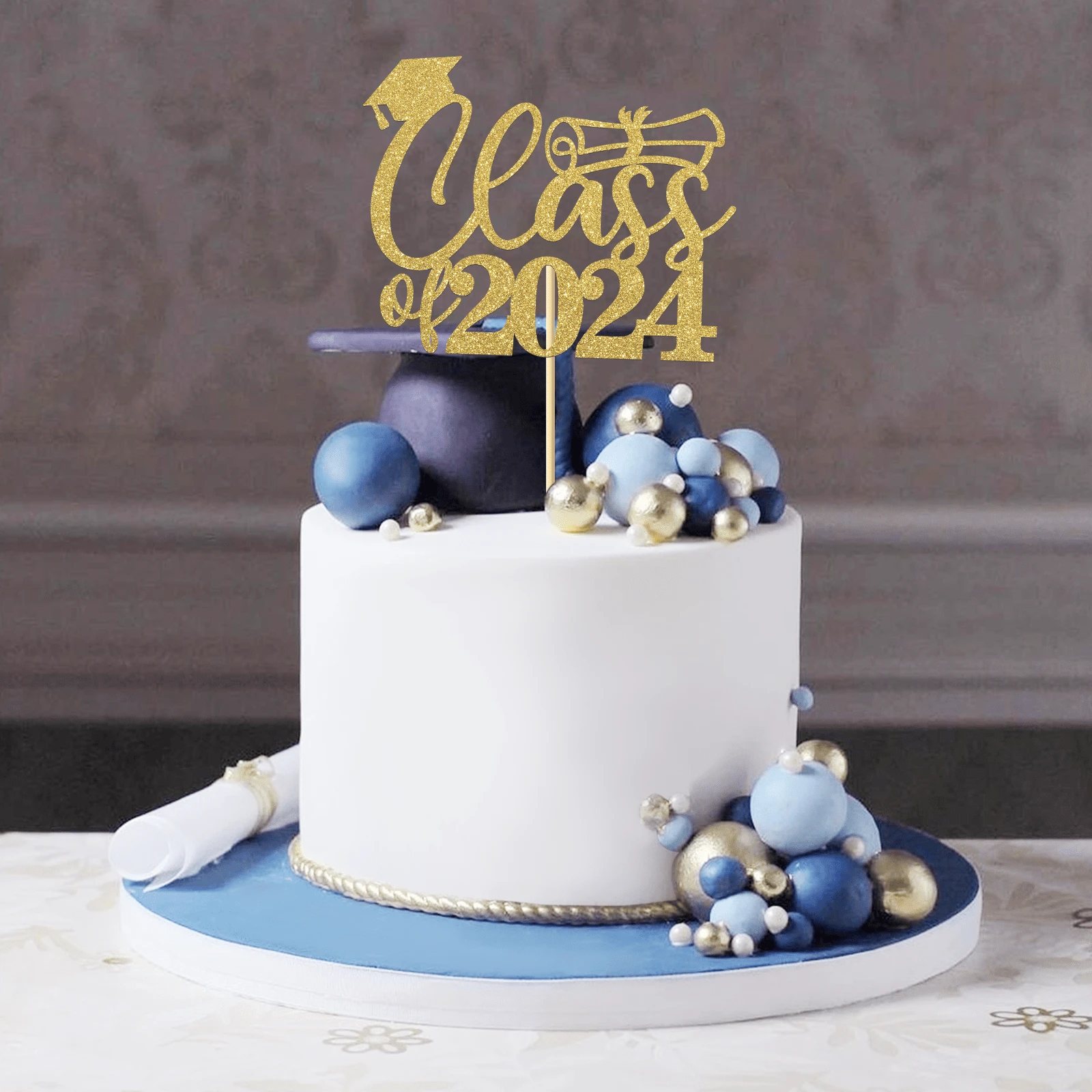 Class Of 2024 Graduation Cake Topper Glitter Congrats Grad Cake Topper ...