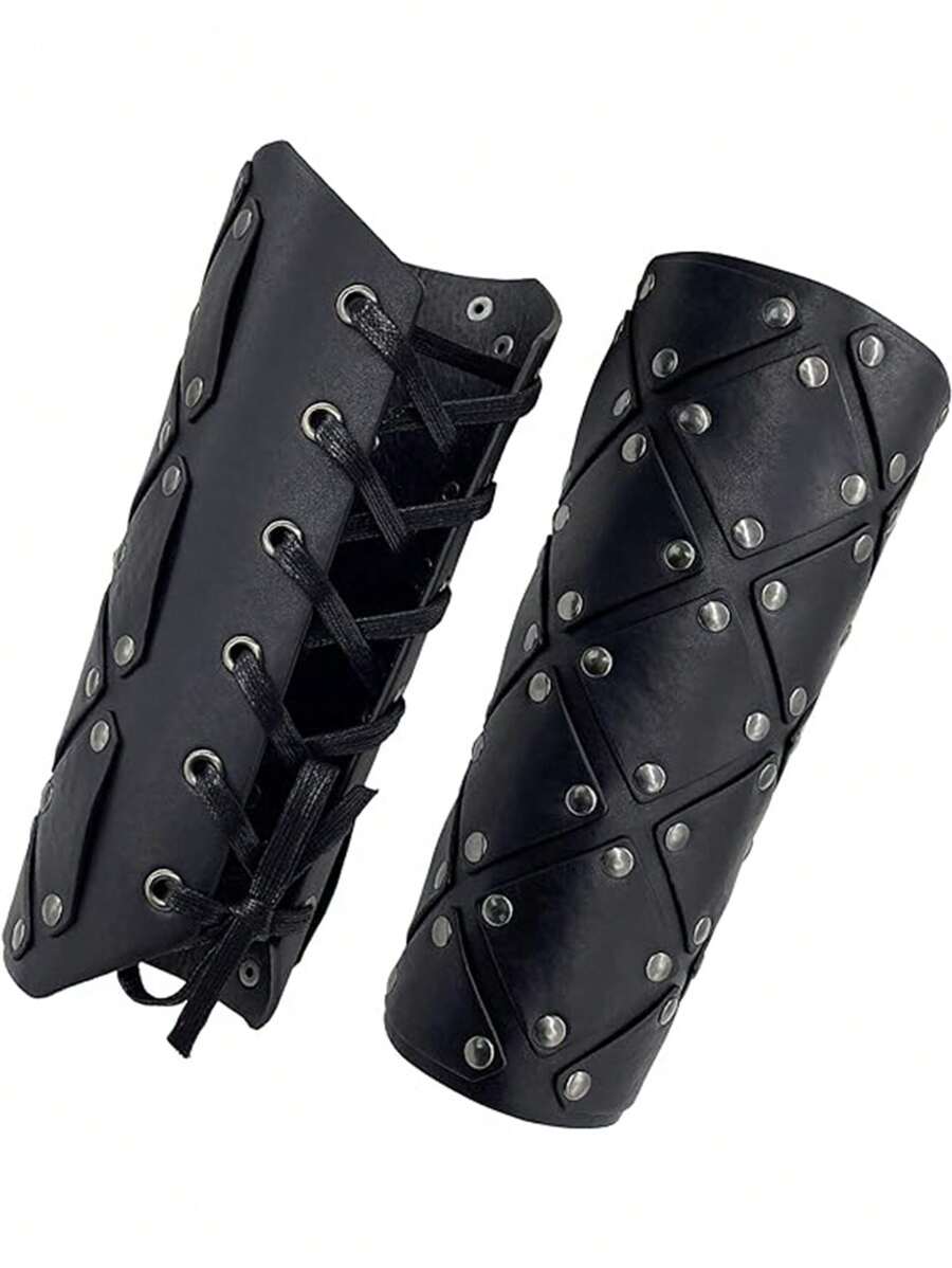 Medieval Brigandine Arm Guards, Mercenary Faux Leather Gauntlet ...