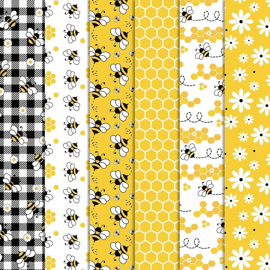 6pcs 19.7x17.7 Inch Polyester Thick Fabric Patchwork Bundle Honeybee ...