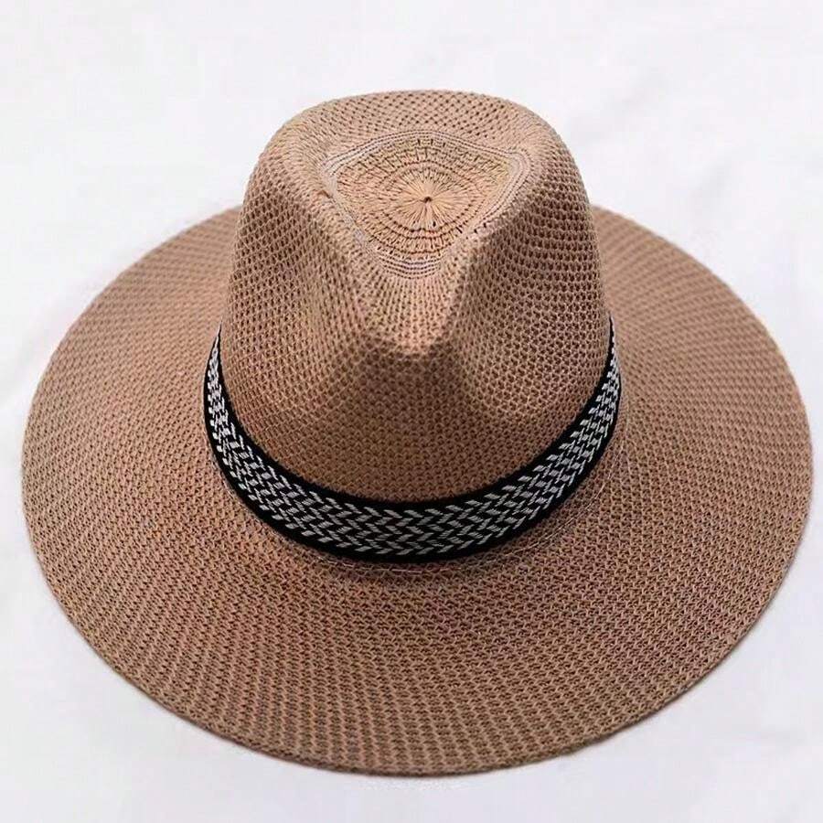 Men's Straw Sun Hat, Outdoor Wide Brim Beach Cap For Sun Protection ...
