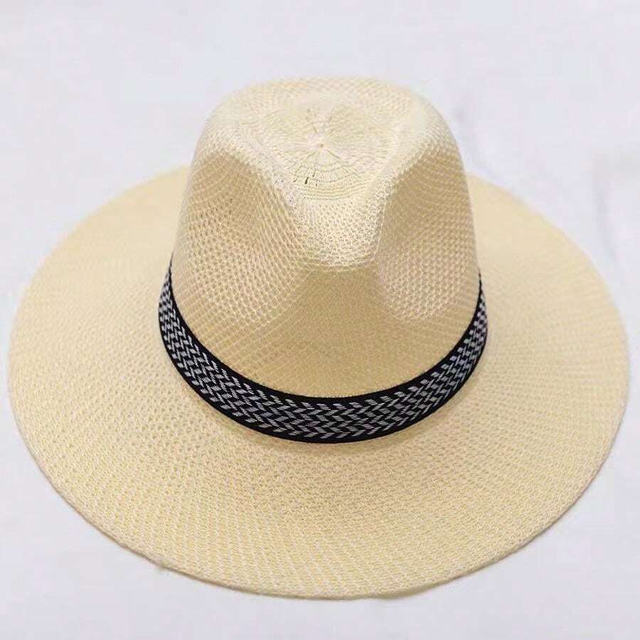 Men's Straw Sun Hat, Outdoor Wide Brim Beach Cap For Sun Protection ...