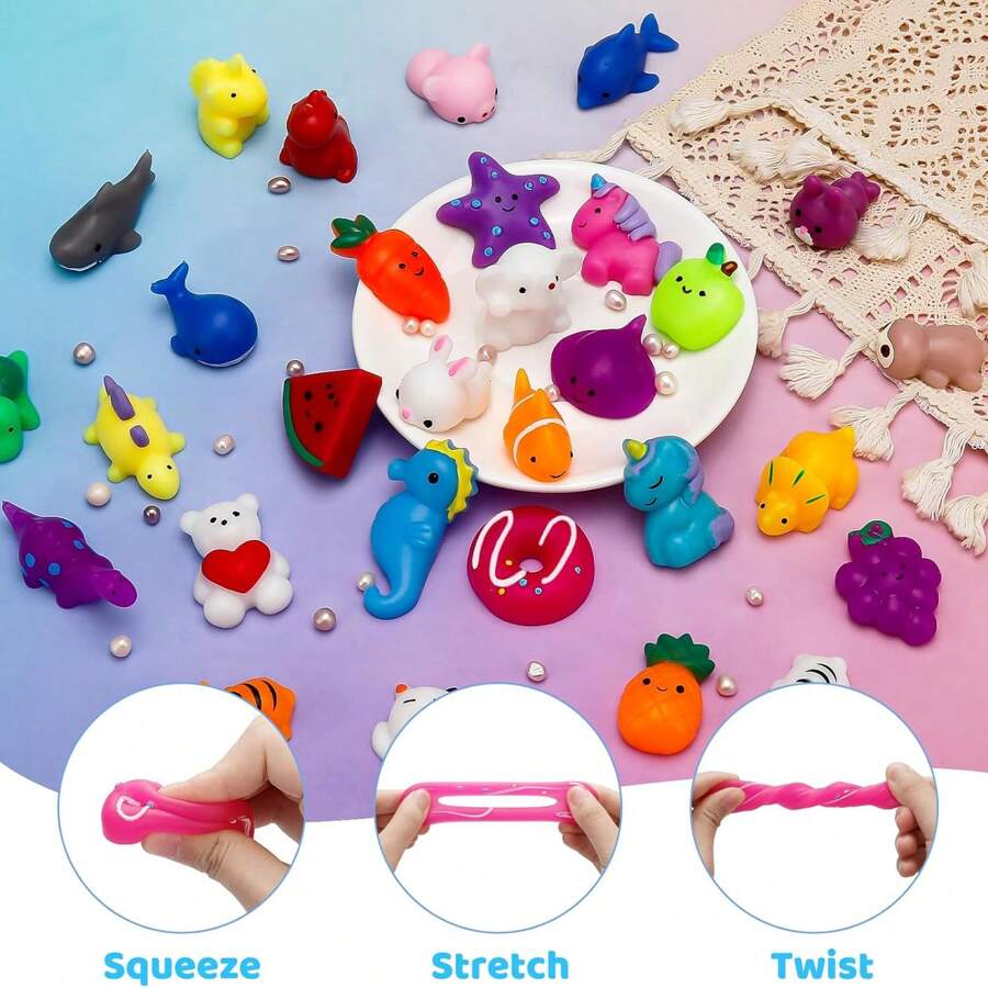 72 Pack Mochi Squishies Toys Set, Fun And Cute Party Favors ,Stress ...