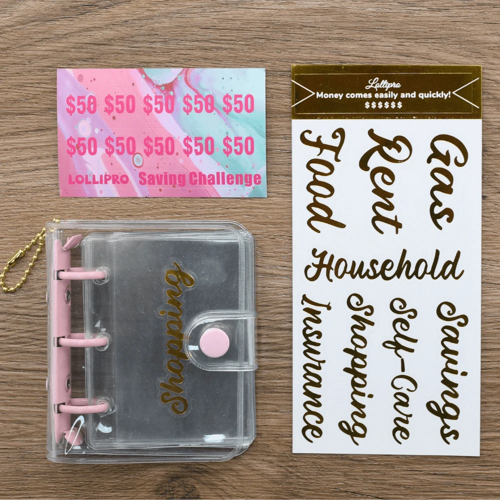 3 Ring Mini Budget Binder Clear Transparent PVC Binder 10*9 Cm Inside ...