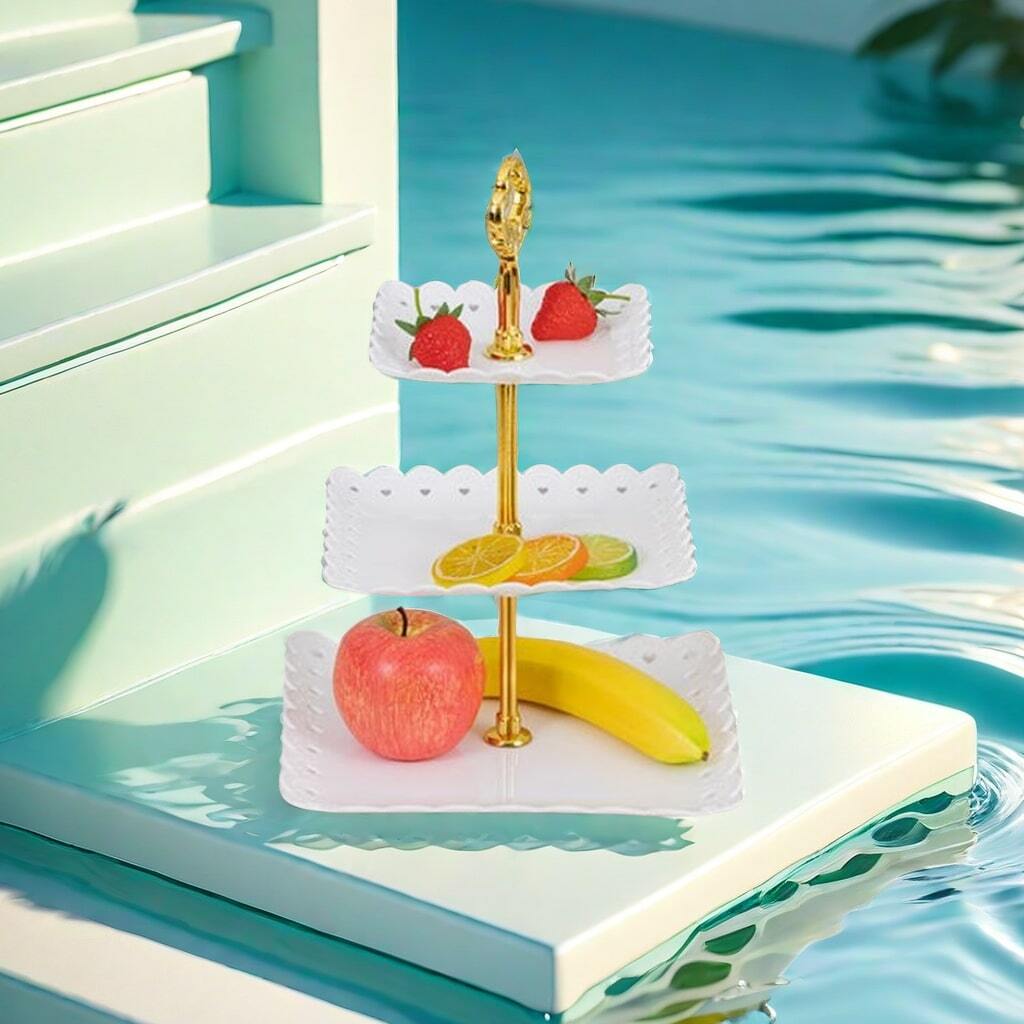 3 Tier Cupcake Stand Holder, BACUTHY Plastic Cup Cake Stand Towel With ...