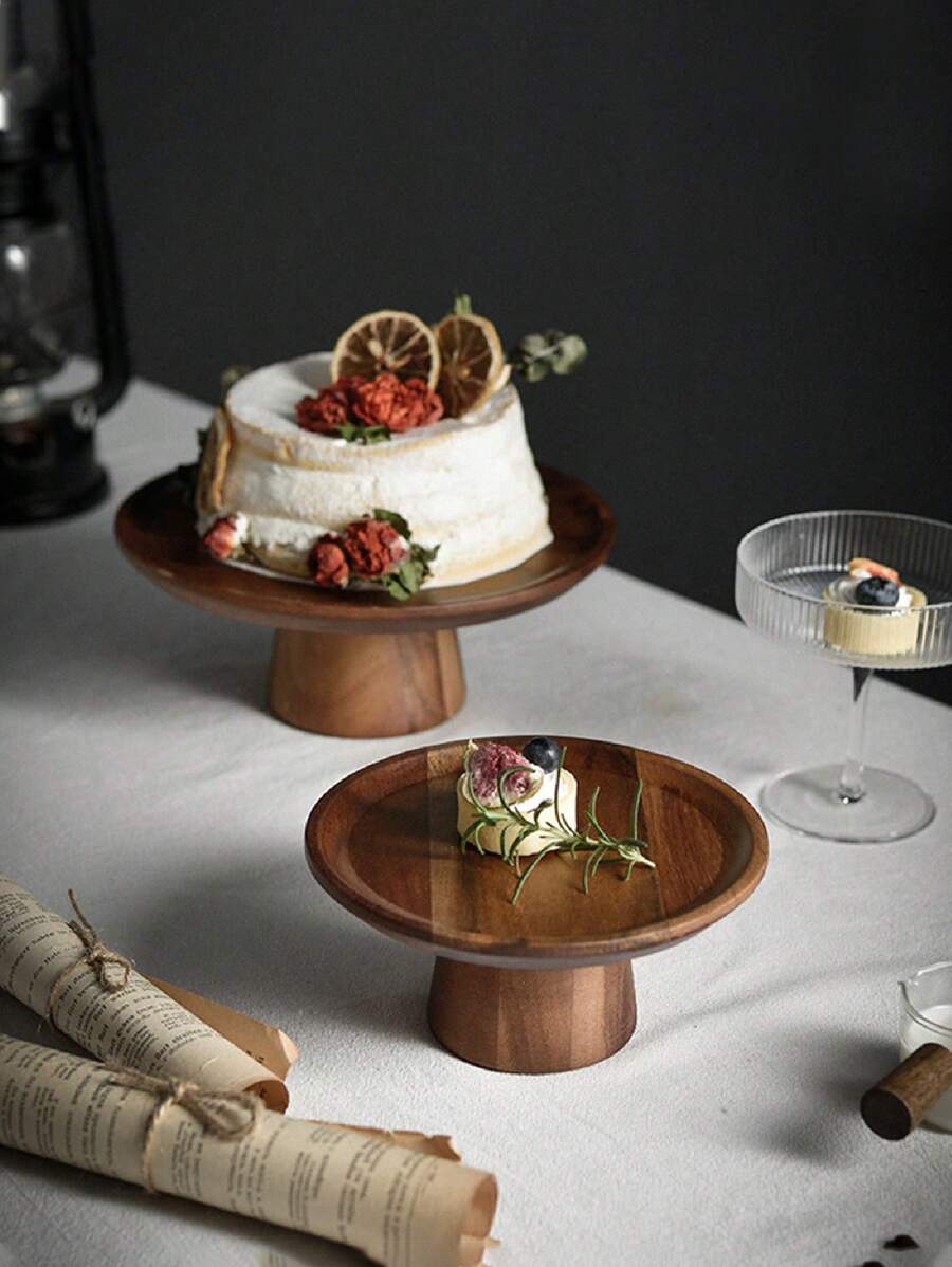 1 pieza Soporte de pastel de madera de acacia con pedestal para exhibir ...