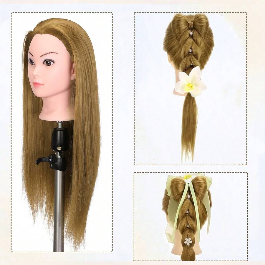 Mannequin Head 25 Inch Training Head Brown Hair Synthetic Fiber ...