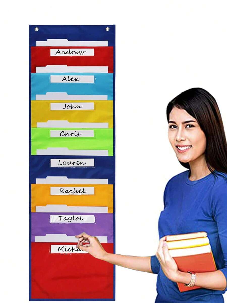 8-Pocket Rainbow Color File Hanging Organizer Bag For Door, Magazine ...