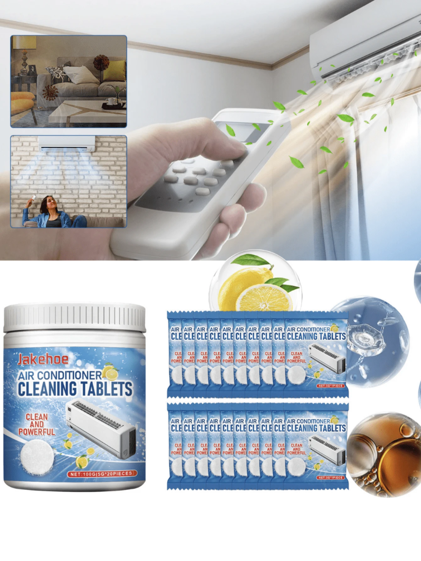 Jakehoe Air Conditioner Cleaning Tablets For Household Wall Mounted ...