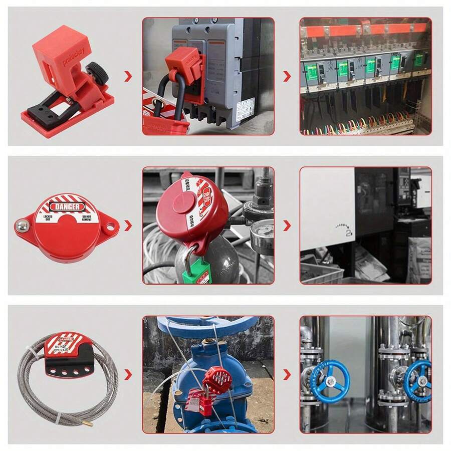Lockout Tagout Kit, 47Pcs Electrical Lock Out Tag Out Hasp Kit Safety ...