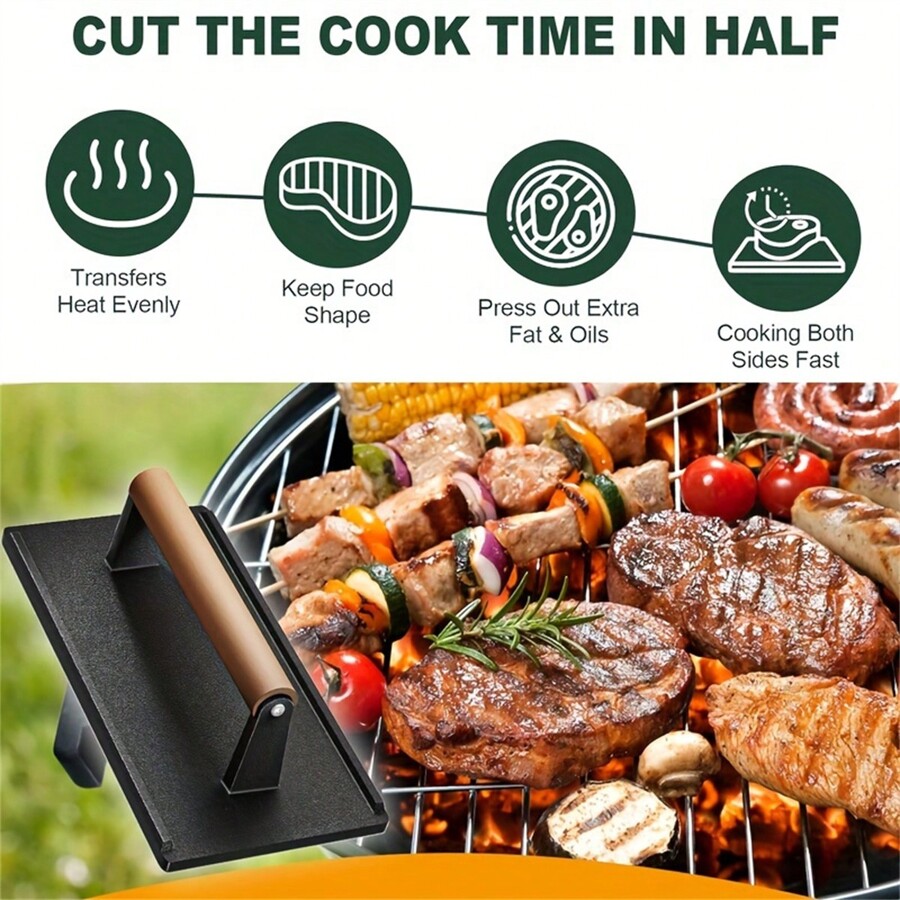 1pc Burger Press, Heavy Duty Cast Iron Burger Smasher, Rectangle ...