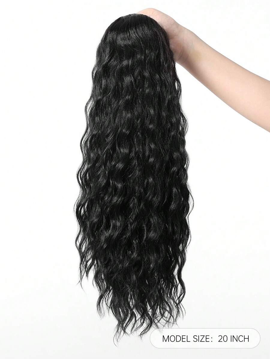 Long Curly Wavy Drawstring Ponytail Extensions Clip In Wavy Synthetic ...