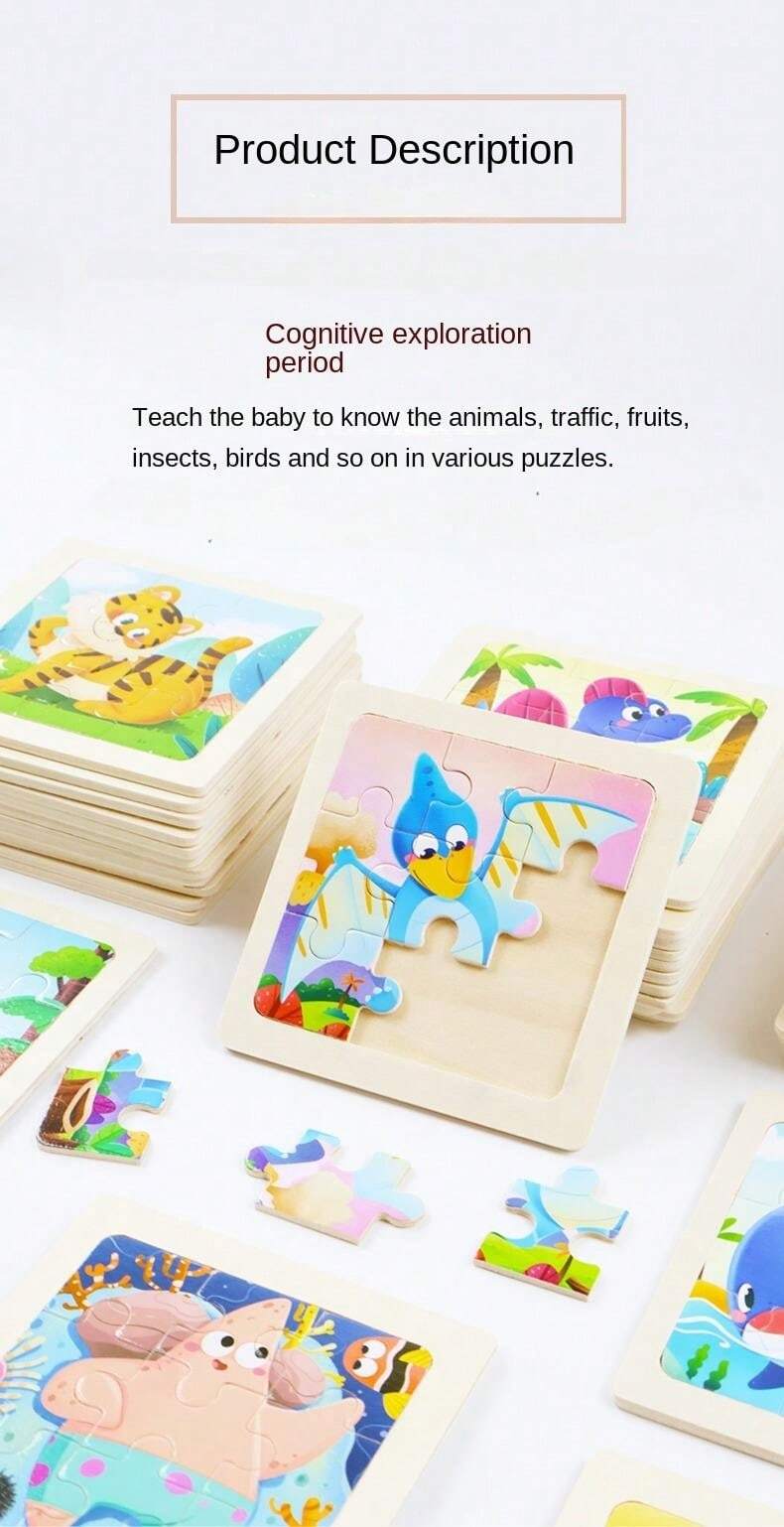9pcs Montessori Wooden Snap-Together Puzzle Toys, Parent-Child ...