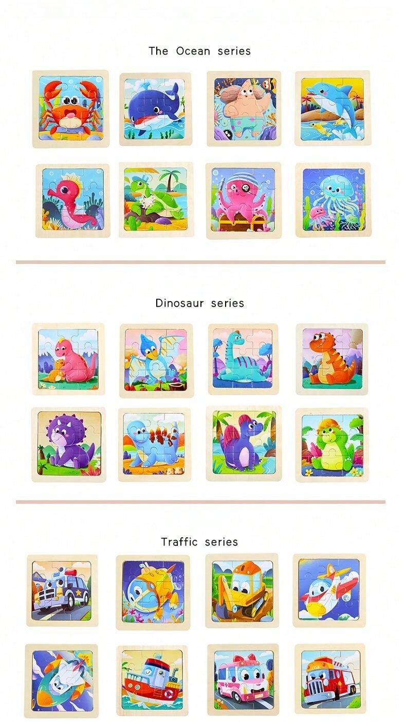 9pcs Montessori Wooden Snap-Together Puzzle Toys, Parent-Child ...