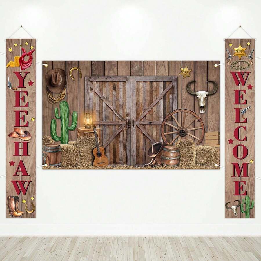 Western Cowboy Backdrop Banners West Cowboy Banner&Porch Signs Wild ...