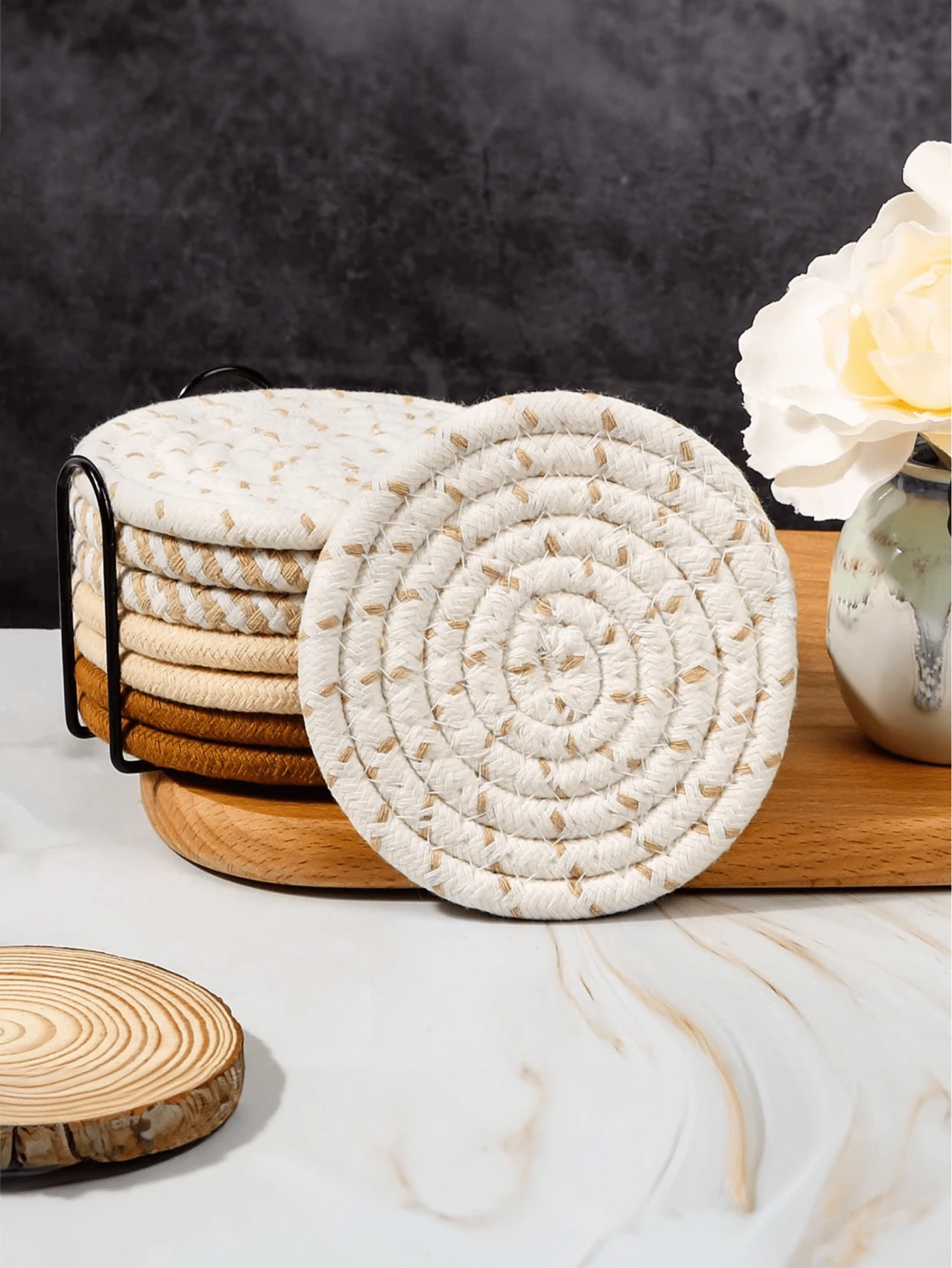 Handmade Woven Drink Coasters, 8 Pcs BOHO Coasters For Home Decor ...