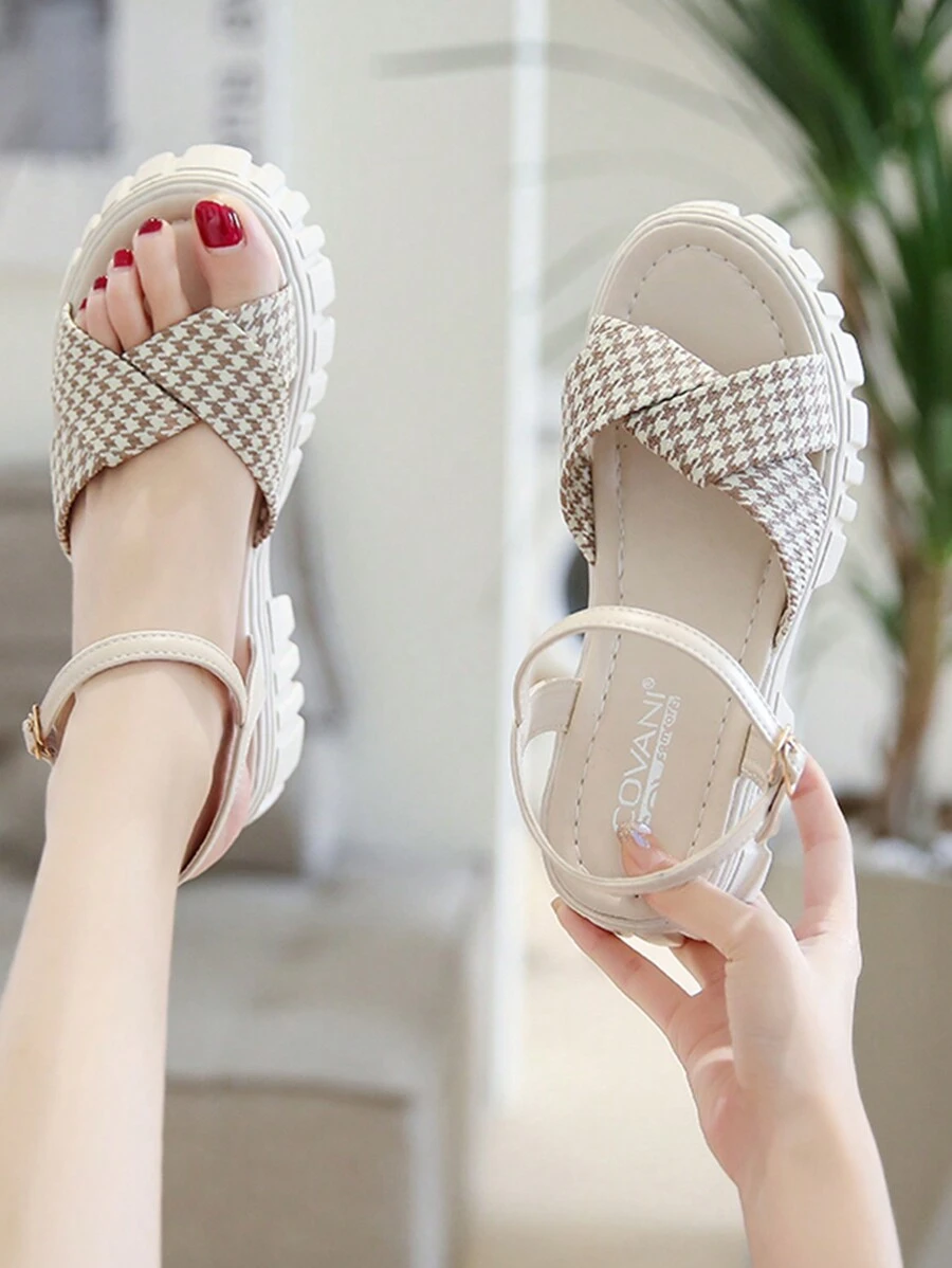 Women's Thick-Soled Sandals, 2024 Summer New Chunky Heel Roman Style ...