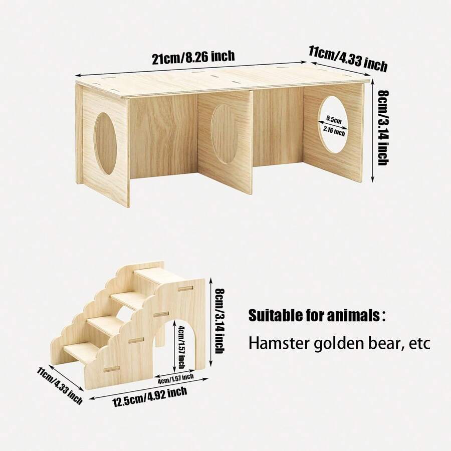 Hamster House, Hamster Hideout Wooden With Ladder DIY Toy Cage Decor ...